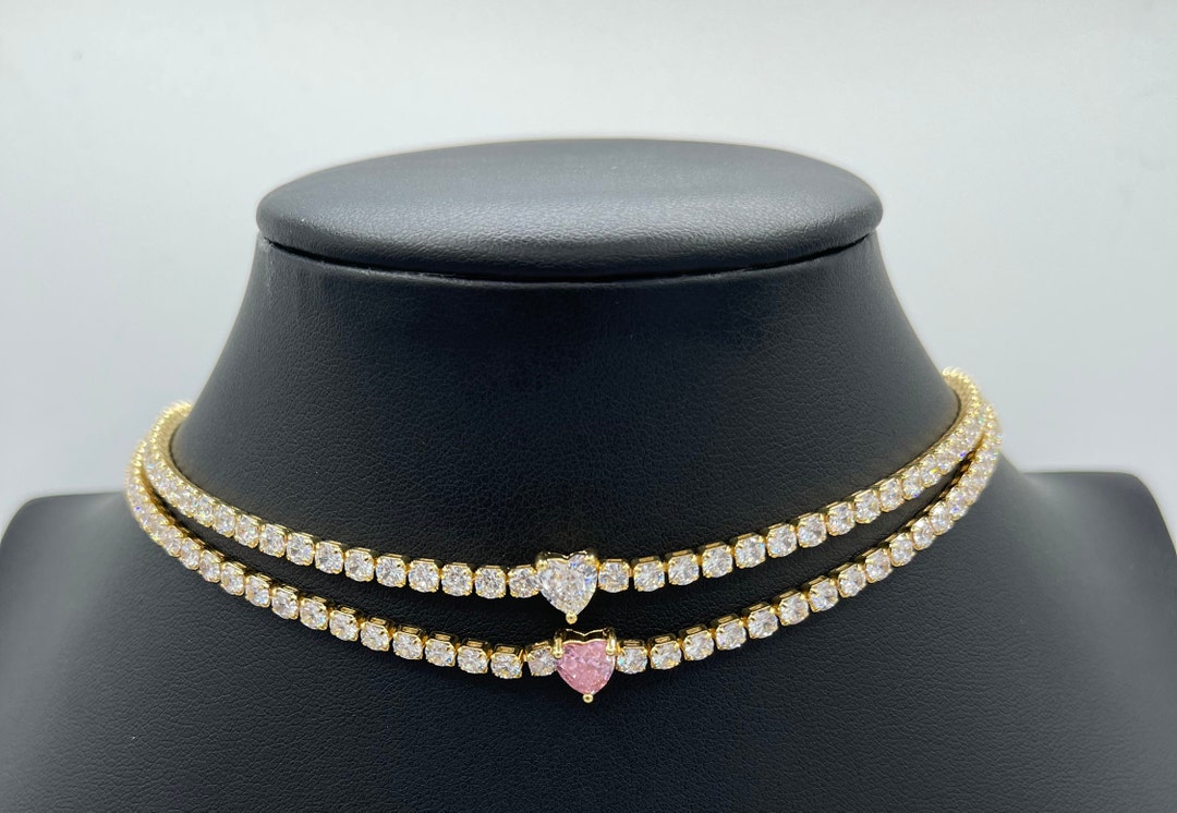 Sparkling Heart Choker Tennis Chain: Dazzling Elegance for a Trendy ...
