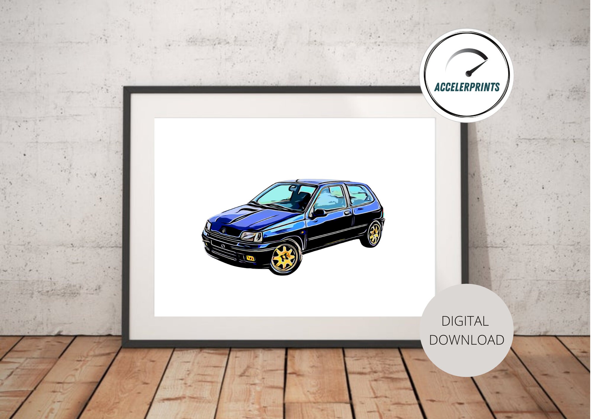 Classic Car, Clio, Renault Williams Artwork, Car Print Poster, Car ...