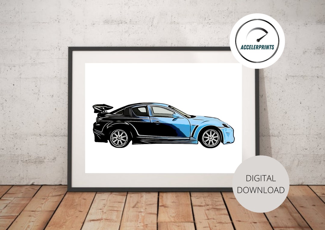 Fast and Furious, Mazda RX8 Print, Fast and Furious Poster, RX8 Car ...