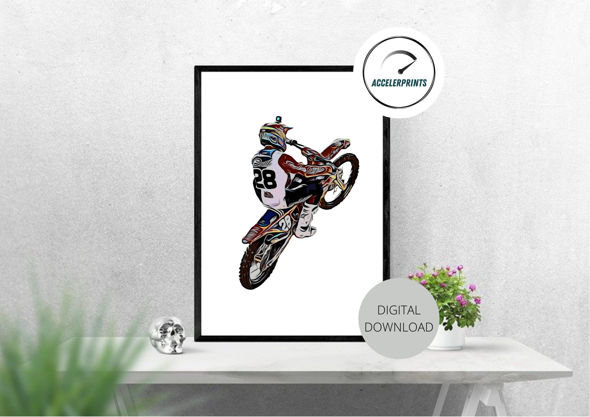 Motorcross Rider Print, Motorcross Poster, Motorcycle Print, Bedroom ...