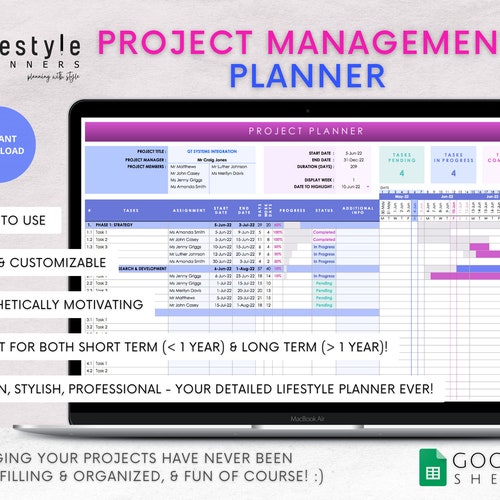 Project Management Dashboard Google Sheets Template - Etsy