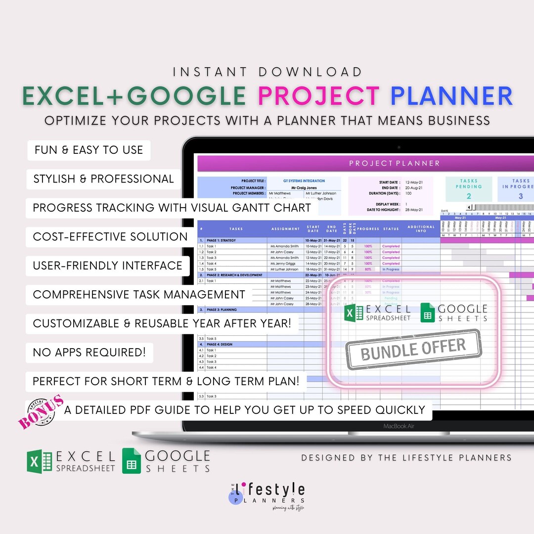 Project Planner Excel Project Planner Google Sheets Business Project ...