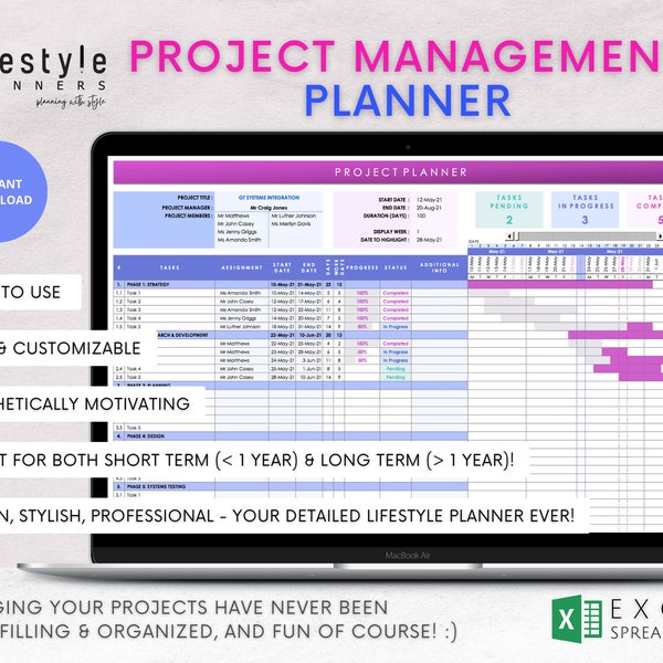 Multiple Project Plan Gantt Excel - Etsy
