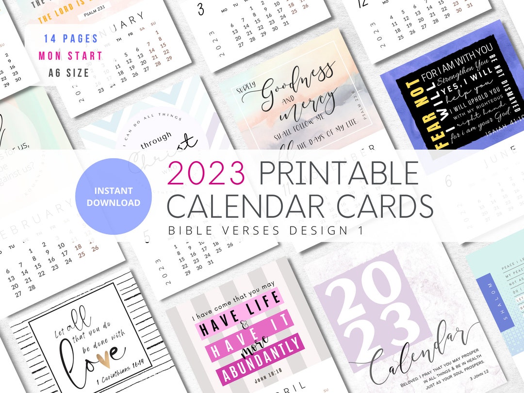 2023 Calendar Cards With Bible Verses Calendar Printable - Etsy