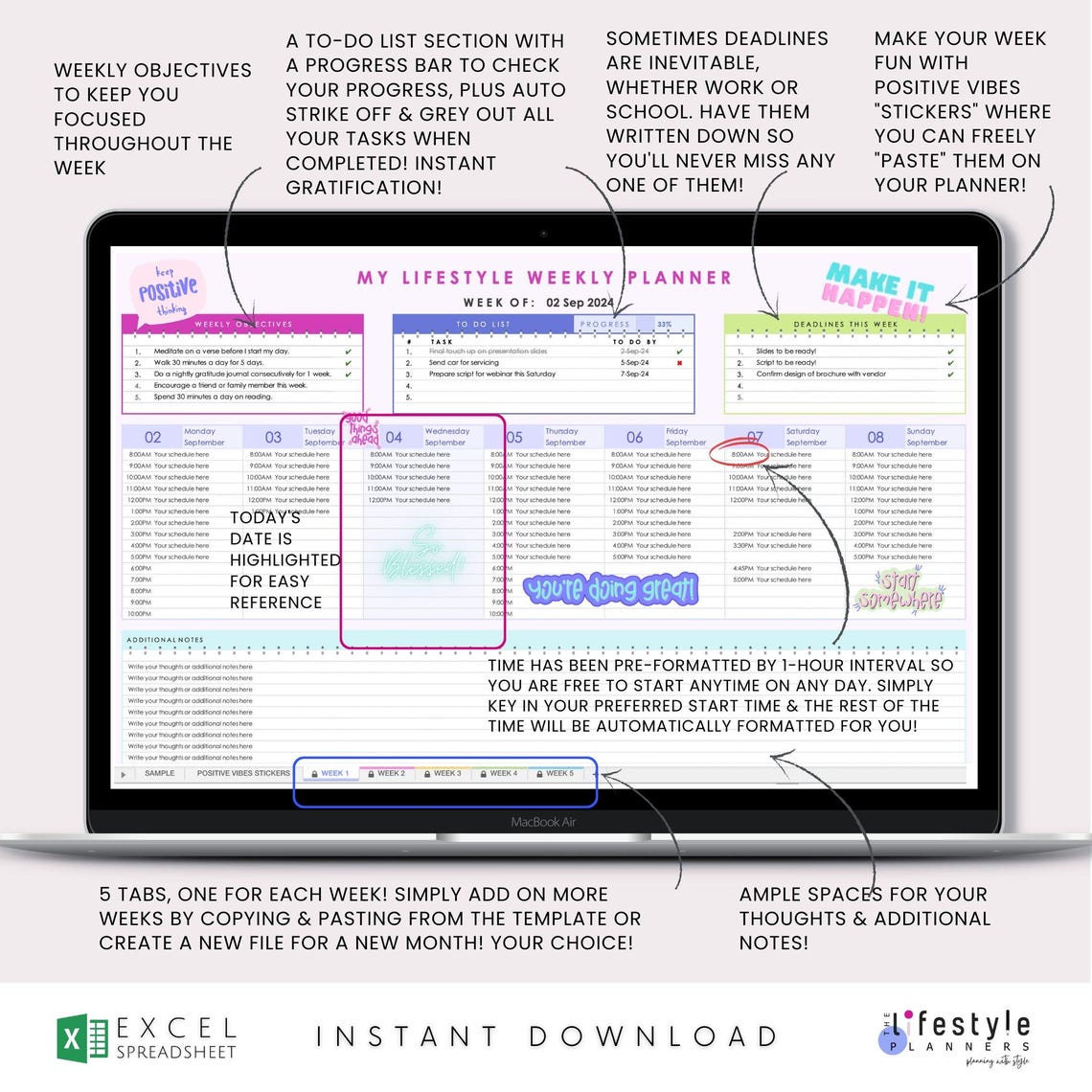 Excel Weekly Planner Customizable Task Planner With To-do List Excel ...