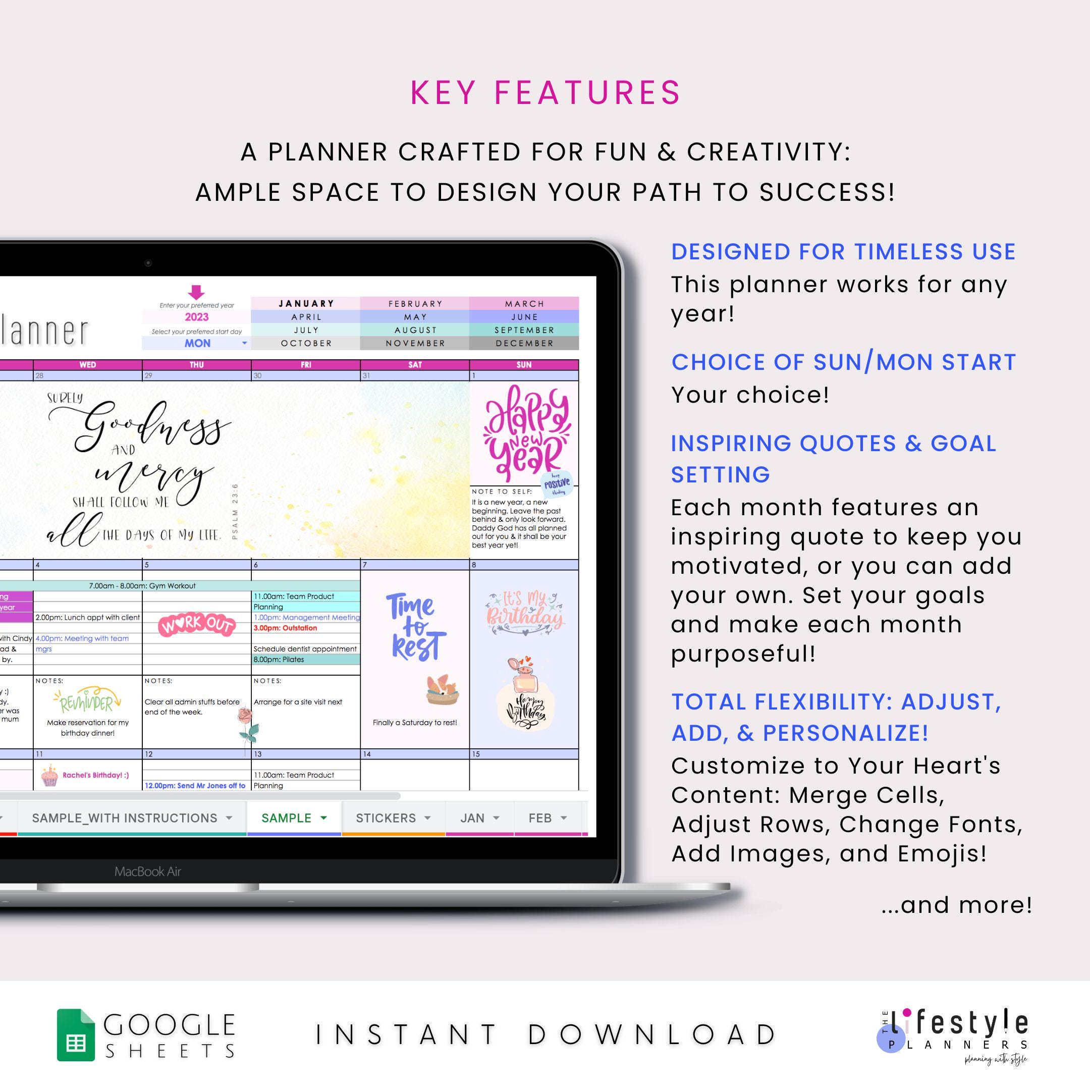 Monthly Planner Google Sheets Calendar Planner 2025 Monthly Plan Goal ...
