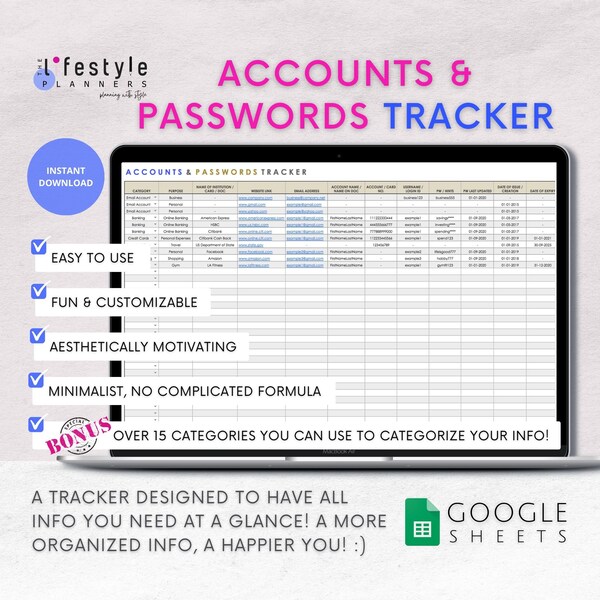Password Tracker - Etsy