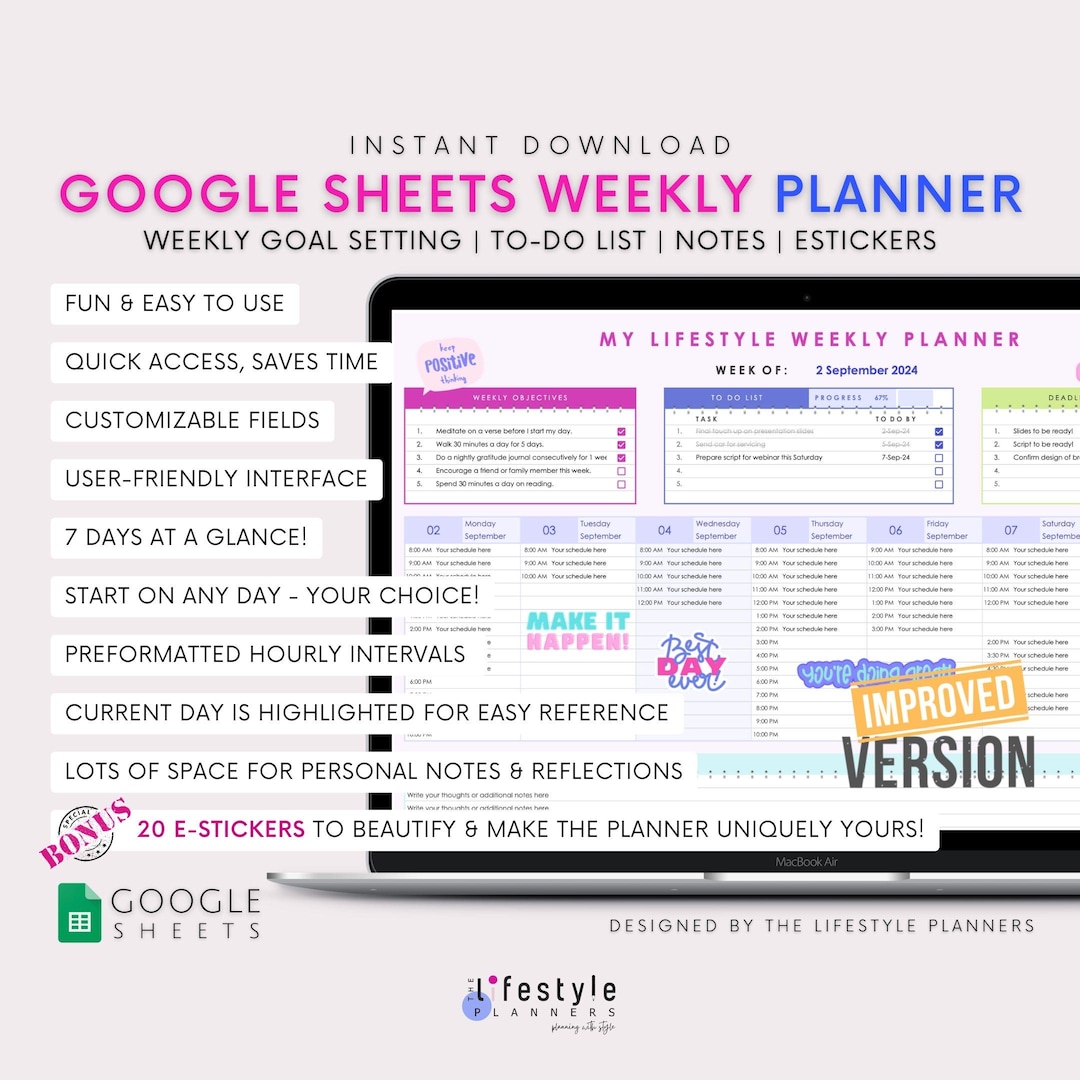 Google Sheets Weekly Planner Customizable Task Planner With To-do List ...