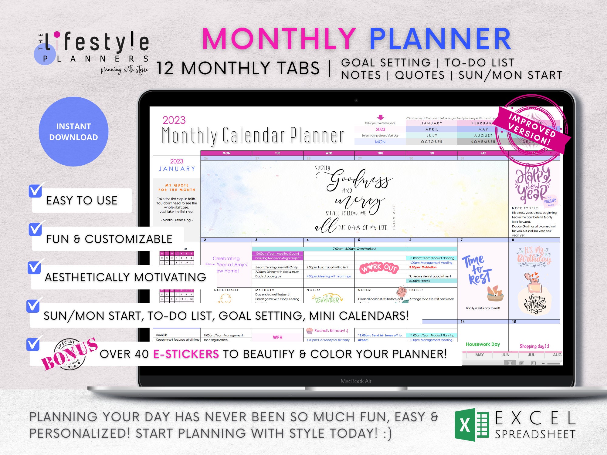 Monthly Planner Excel Template