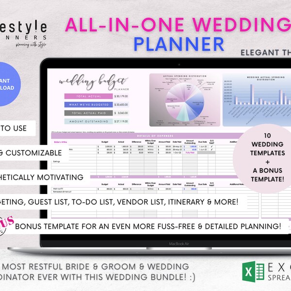 Excel Wedding Planner - Etsy