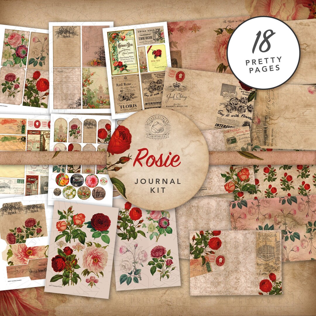 Rosie Vintage Roses Floral Junk Journal Printable Kit: Digital Download ...