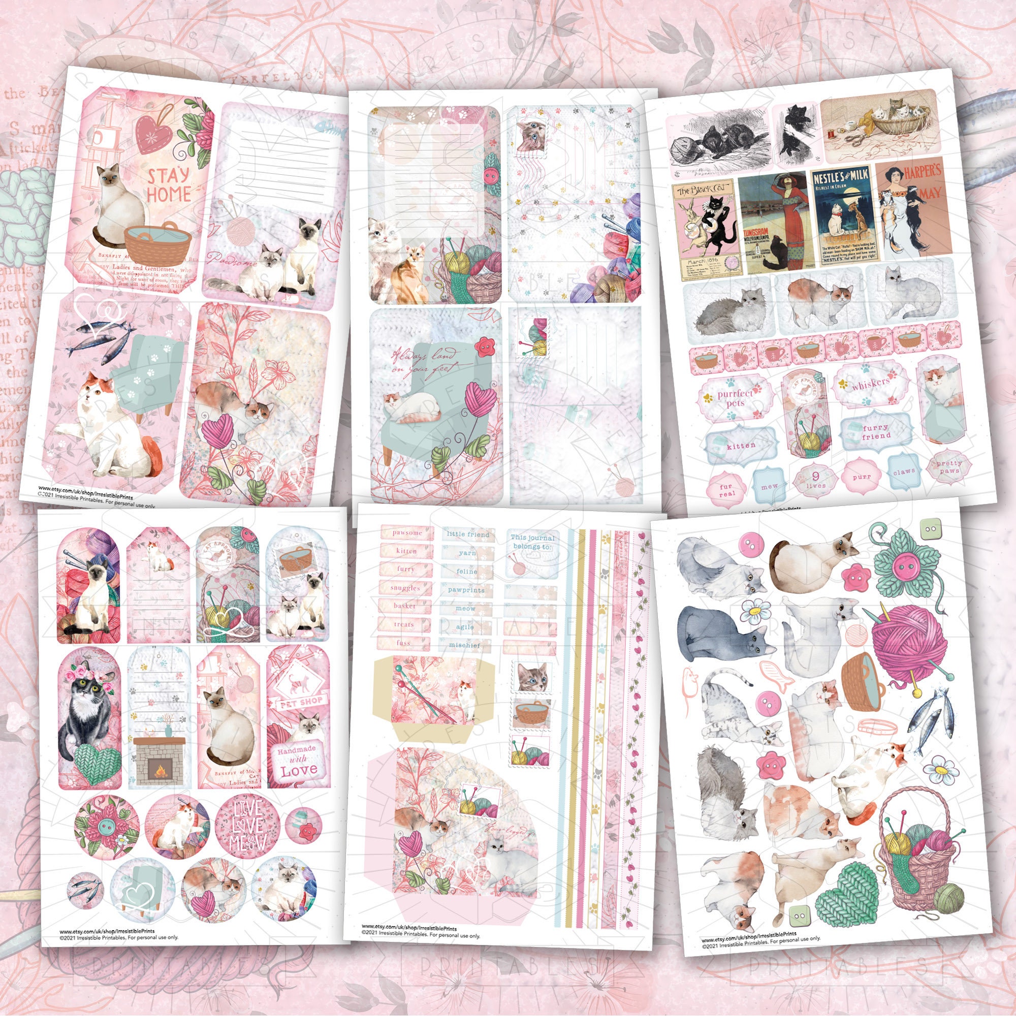 Cosy Cats Junk Journal Printable Kit: Digital Download Blue - Etsy Canada