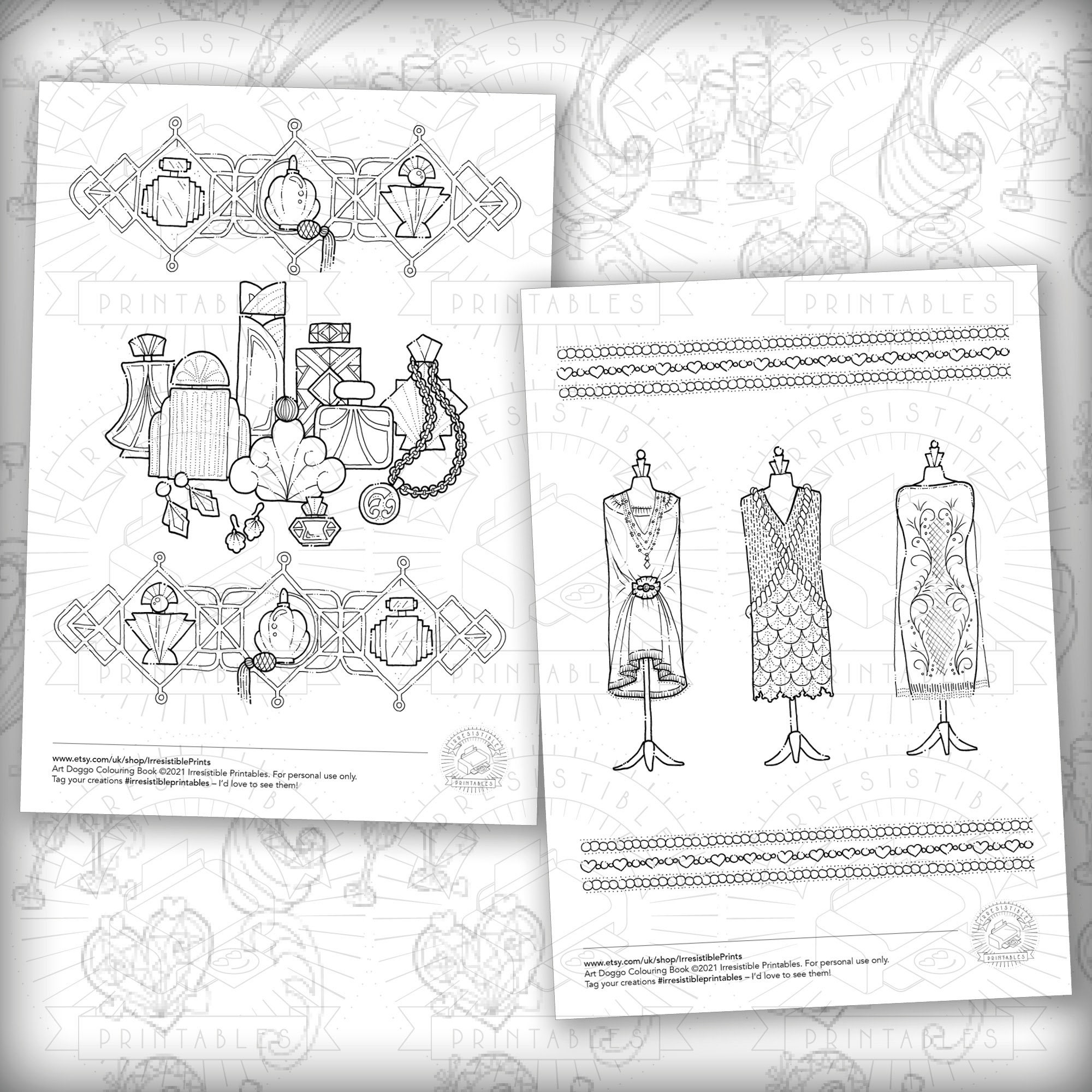 Art Doggo Colouring Book: Art Deco Adult Colouring Coloring | Etsy