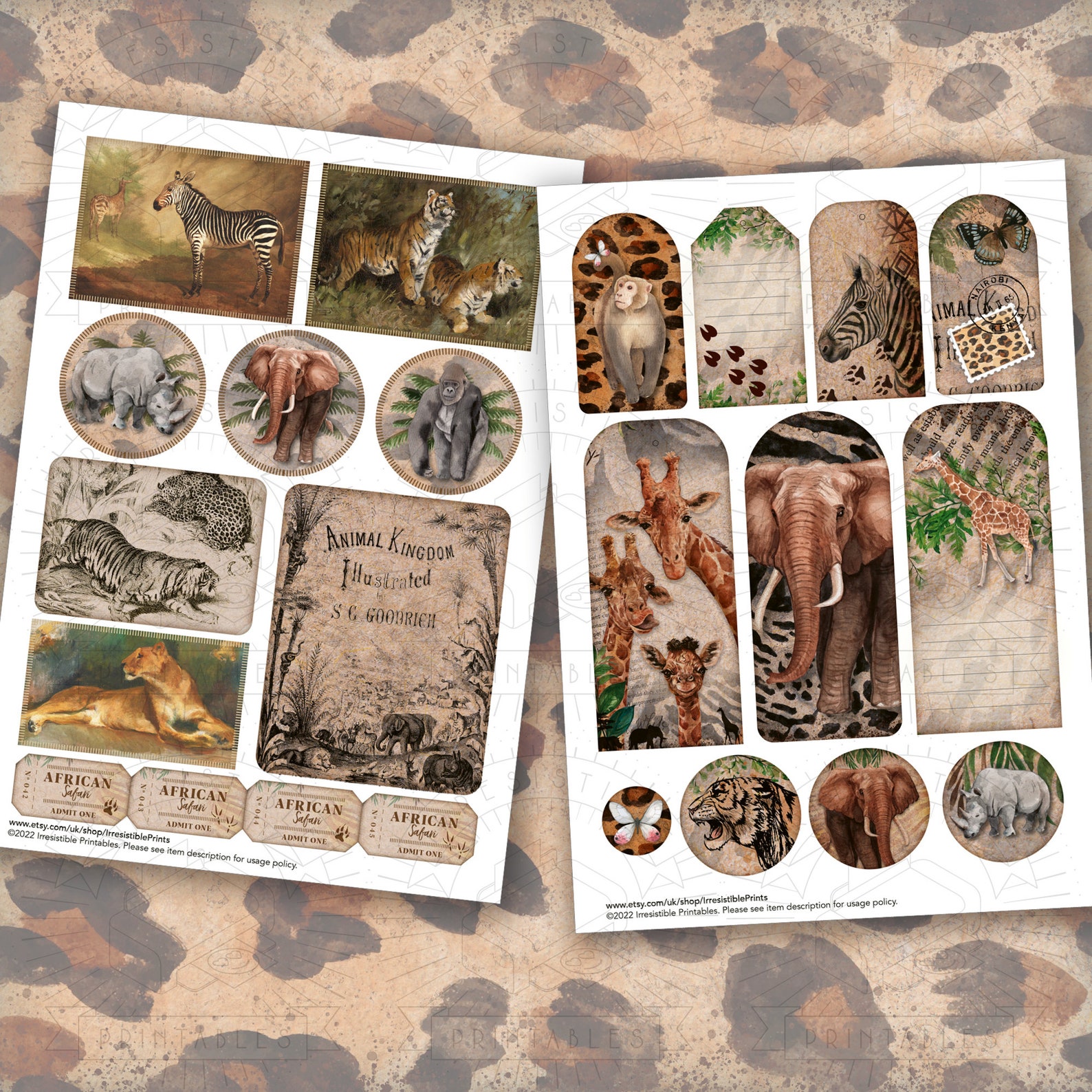 Vintage African Wildlife Junk Journal Kit: Safari Ephemera (digital ...