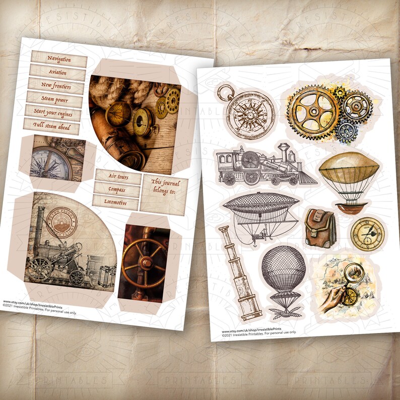 Vintage Steampunk Travel Junk Journal Printable Kit: Digital - Etsy