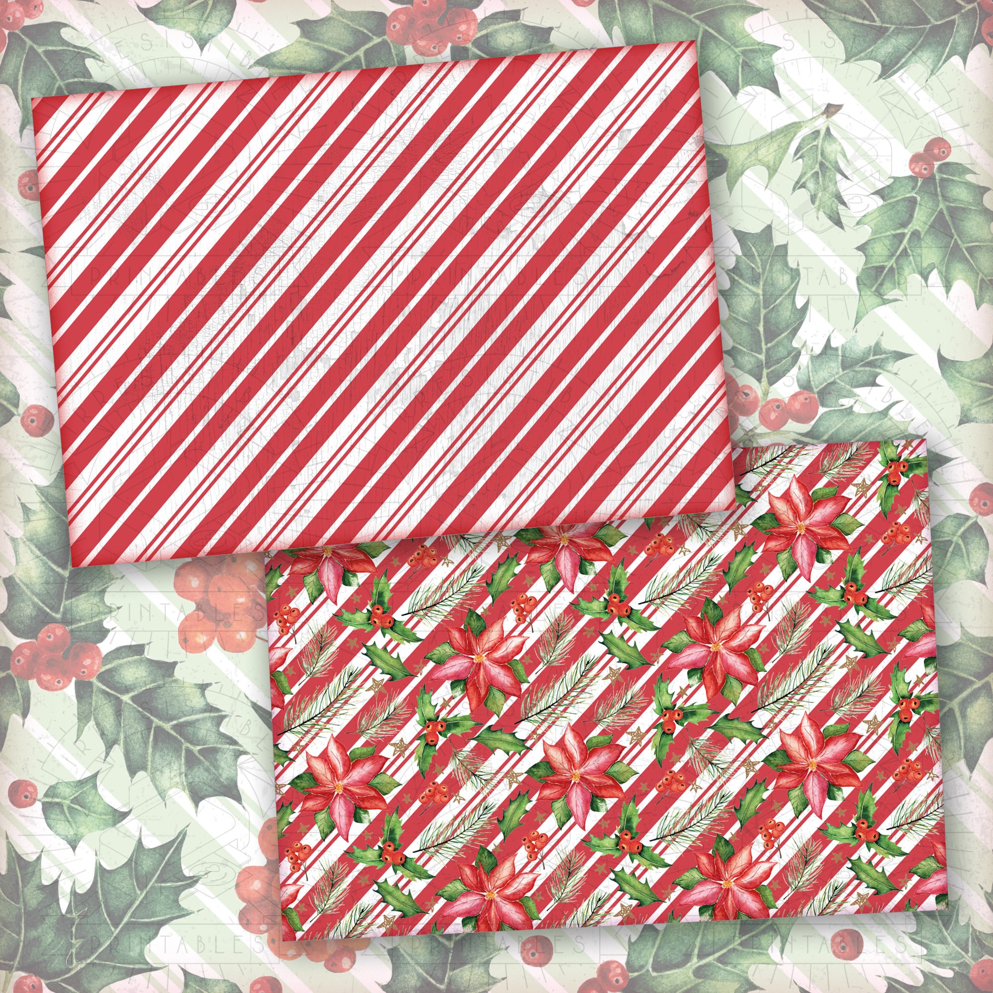 Traditional Christmas Printable Backing Papers: Digital | Etsy