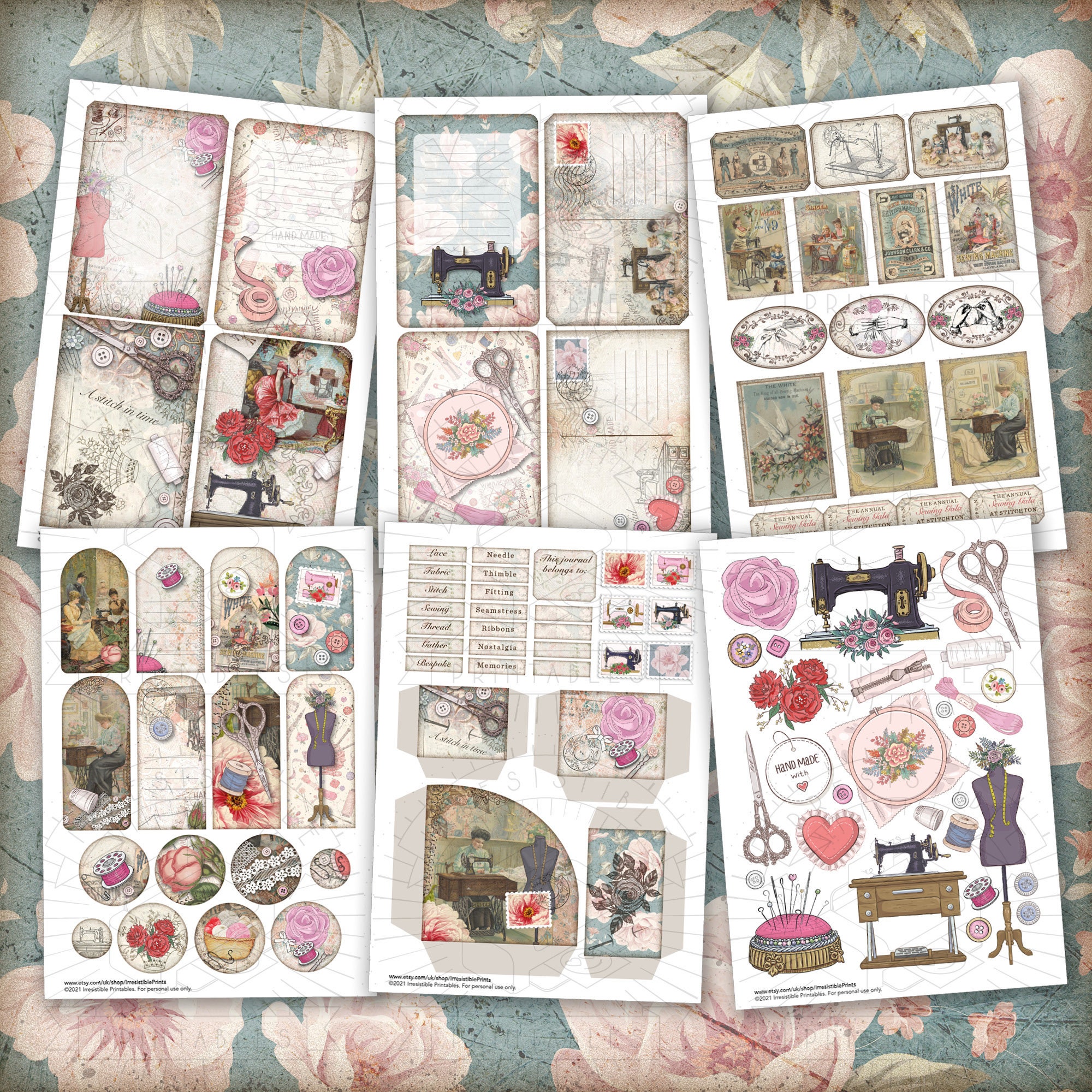Vintage Sewing Junk Journal Printable Kit: Digital Download - Etsy UK