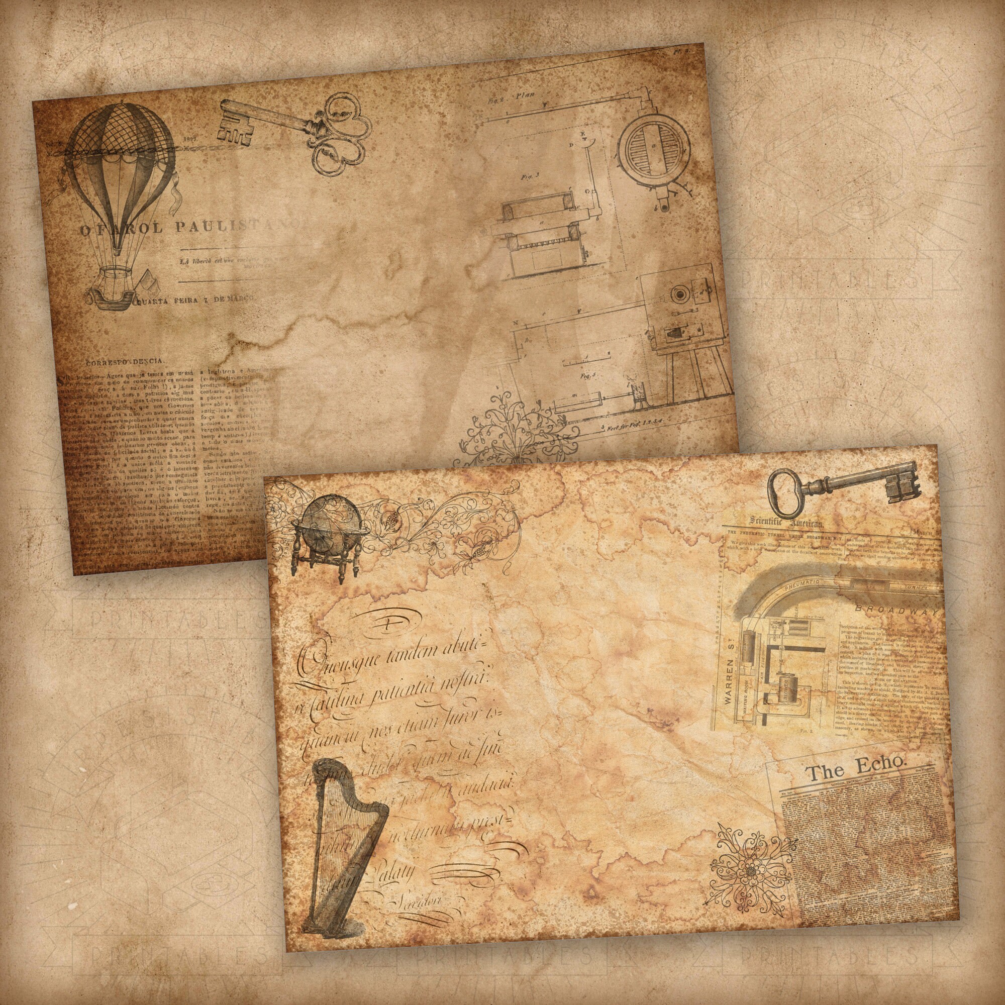 Vintage Printable Backing Papers: Digital Download Coffee - Etsy