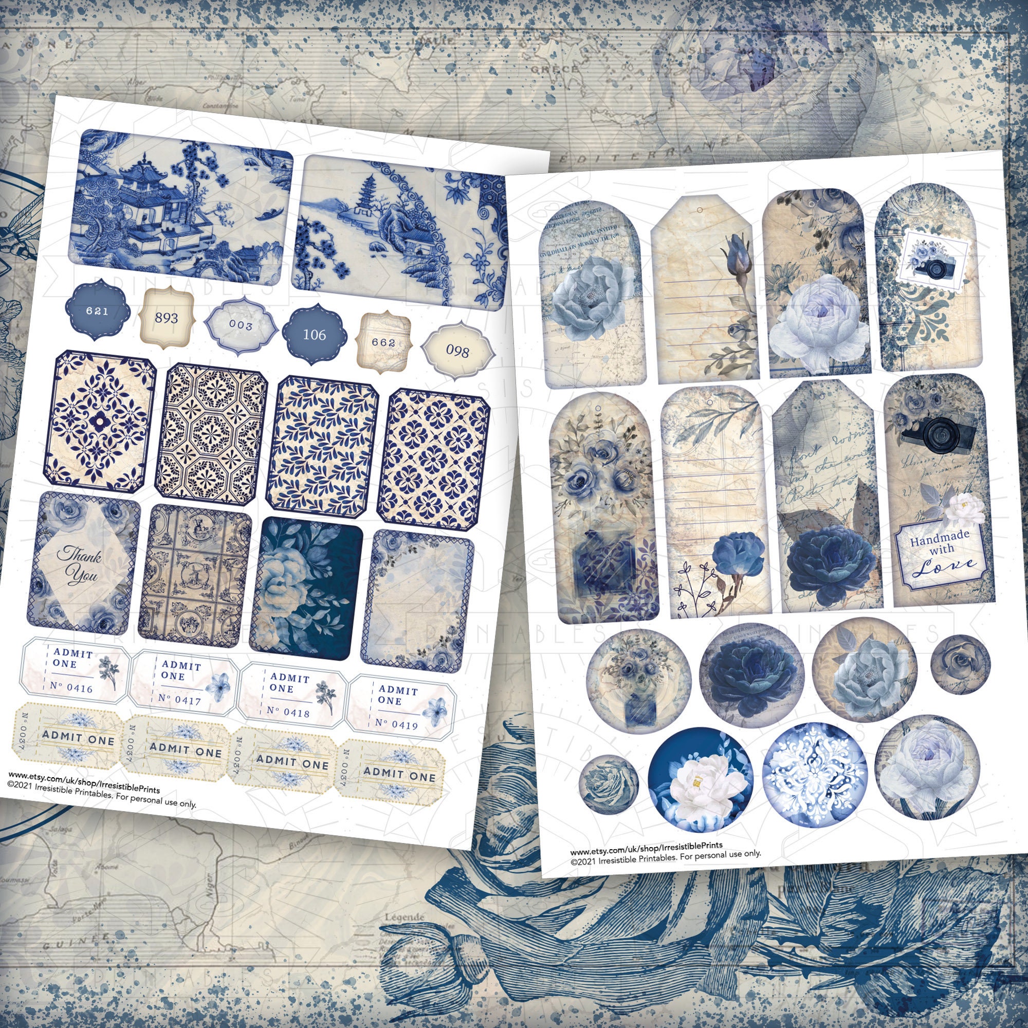 Vintage Blue Junk Journal Printable Kit: Digital Download - Etsy