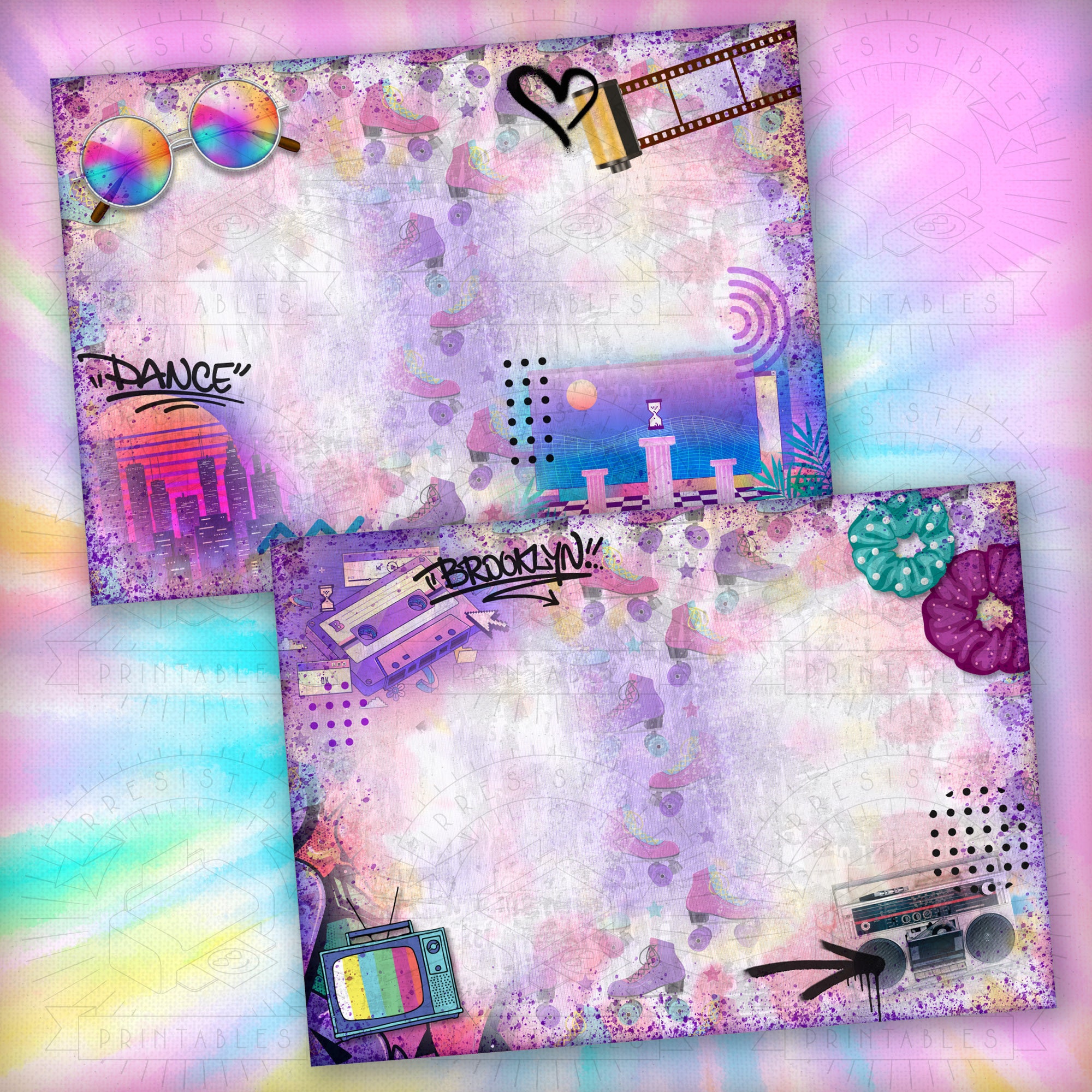 Rad 80s 90s Junk Journal Kit: Retro Ephemera, Tags (digital Download ...