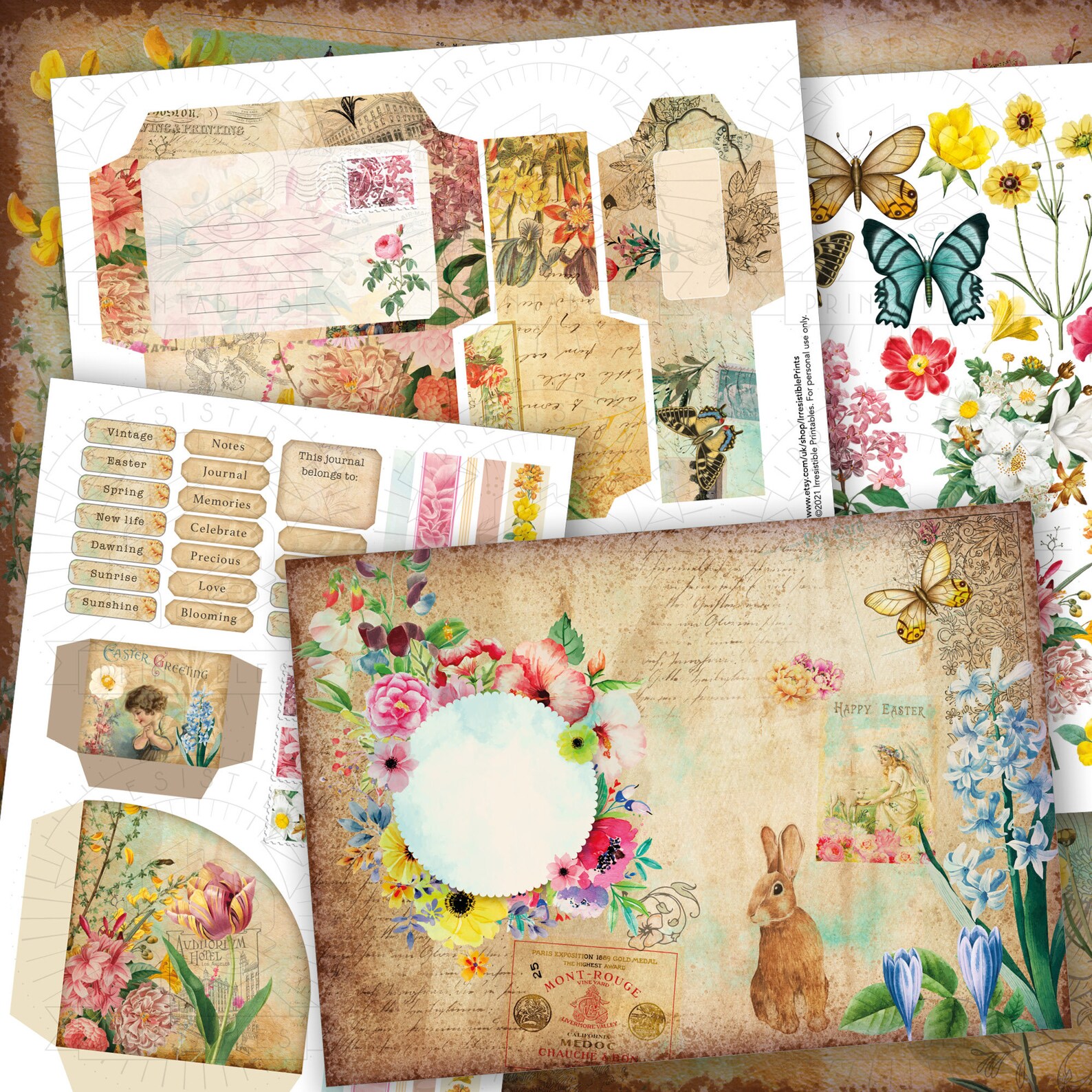 Spring & Vintage Spring Junk Journal Printable Kits: Digital - Etsy