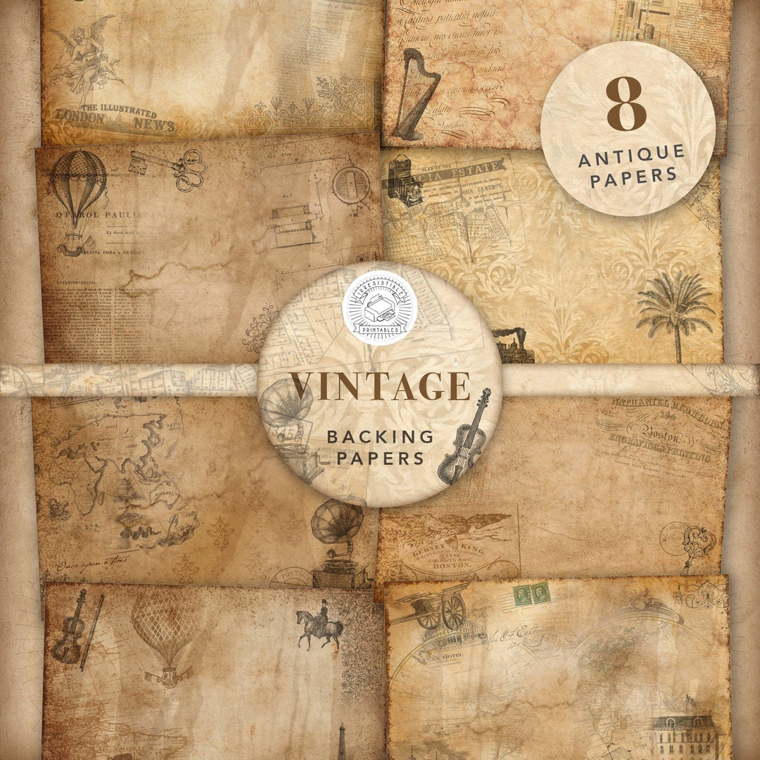 Vintage Printable Backing Papers: Digital Download, Coffee Stain ...