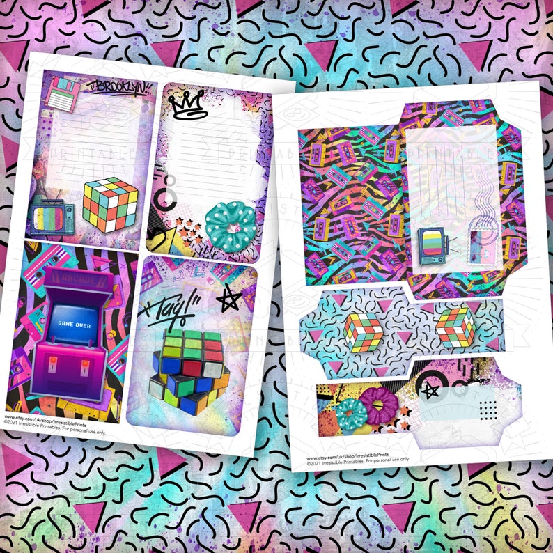 Rad 80s 90s Junk Journal Kit: Retro Ephemera, Tags (digital Download ...