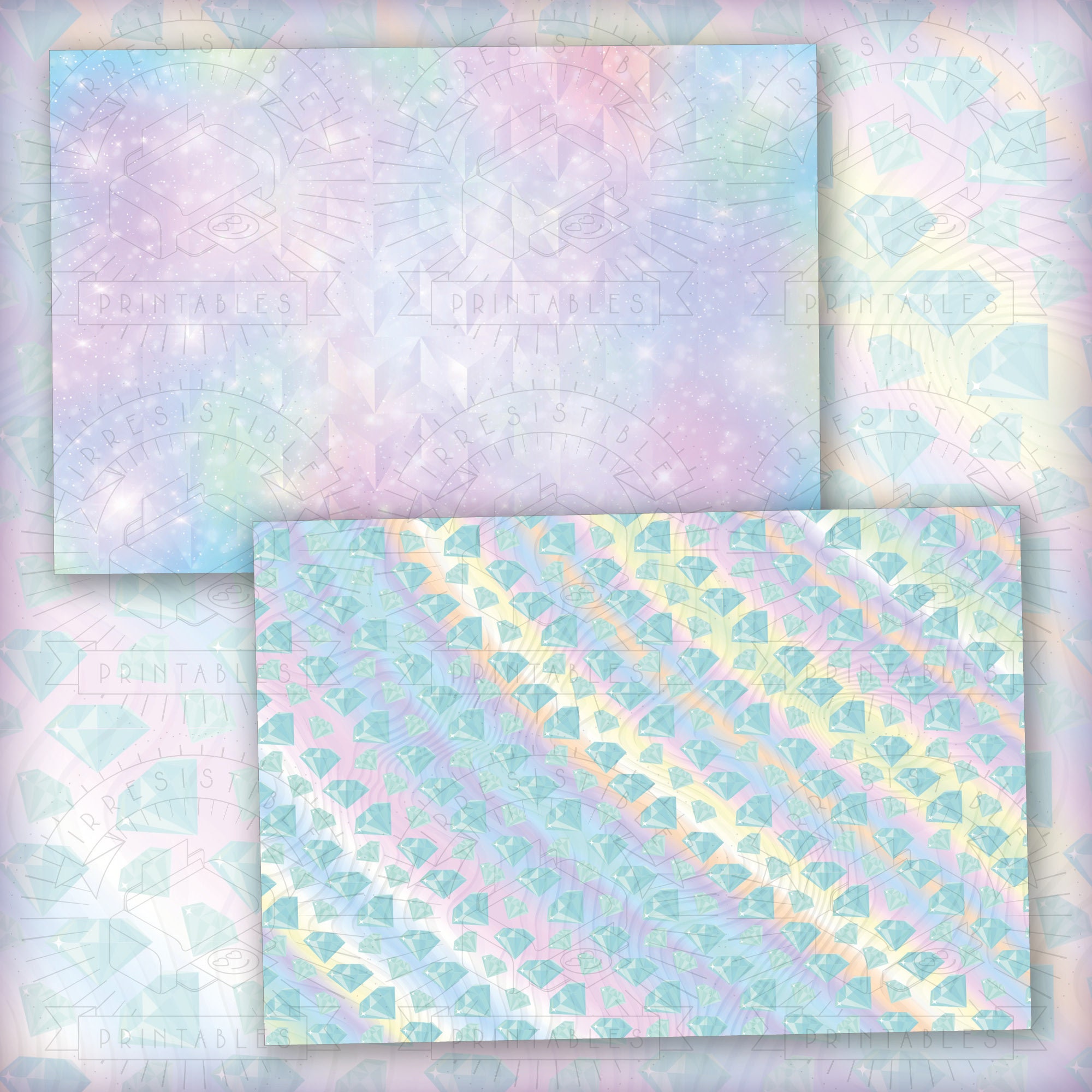Holographic Diamond Printable Backing Papers: Digital | Etsy