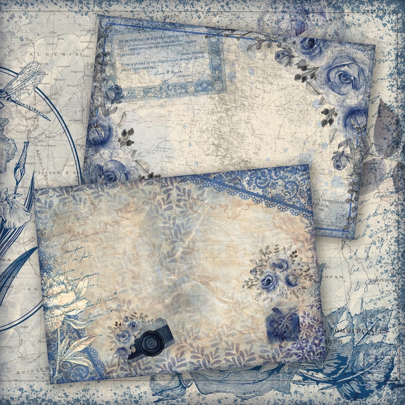 Vintage Blue Junk Journal Printable Kit: Digital Download - Etsy