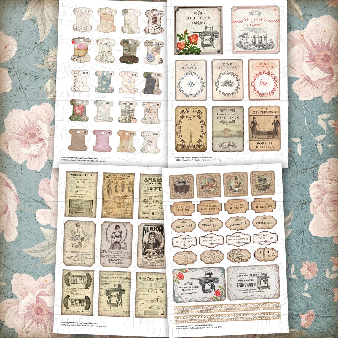 Vintage Sewing Ephemera Printable Pack: Digital Download - Etsy Canada