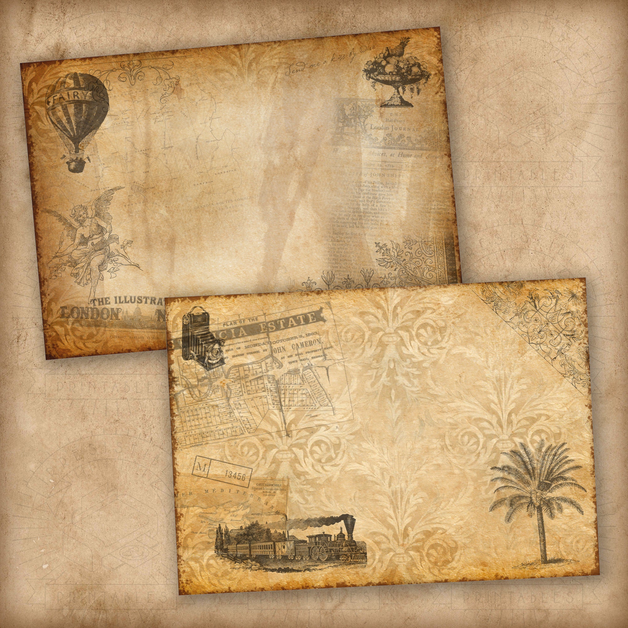 Vintage Printable Backing Papers: Digital Download Coffee - Etsy