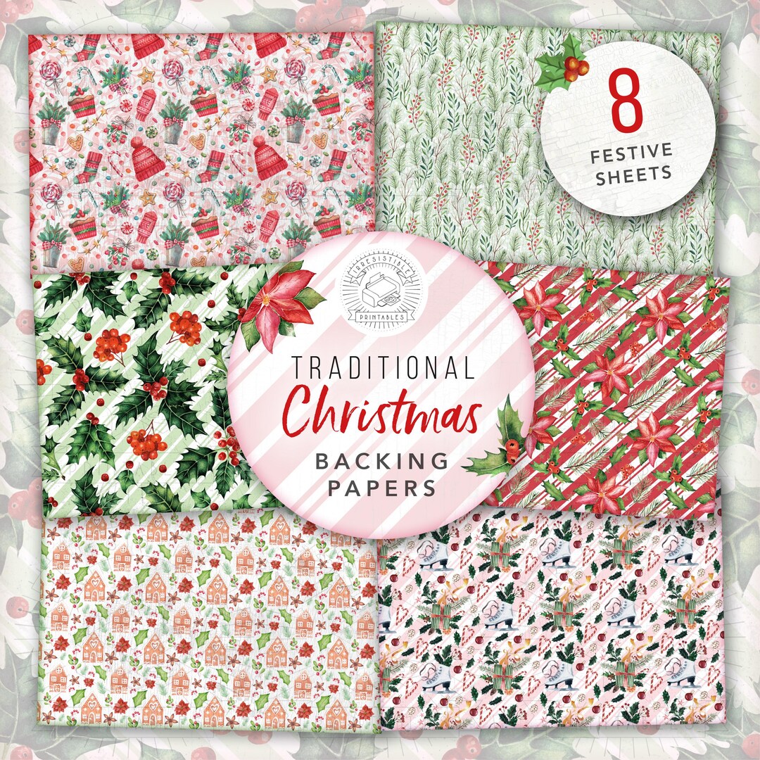 Traditional Christmas Printable Backing Papers: Digital Download ...
