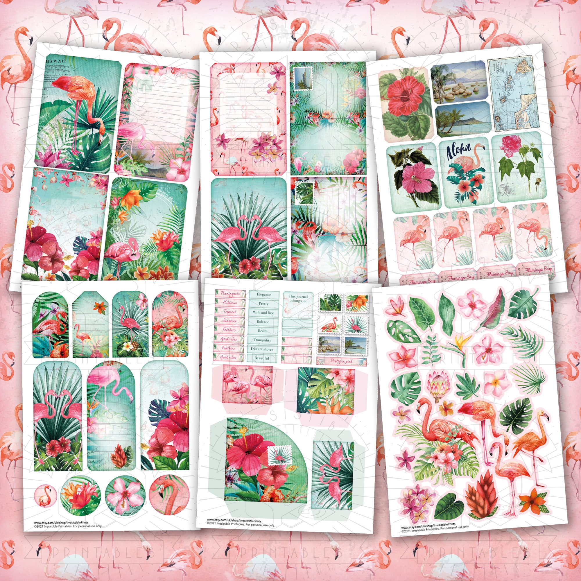 Tropical Flamingo Junk Journal Printable Kit: Digital - Etsy Australia