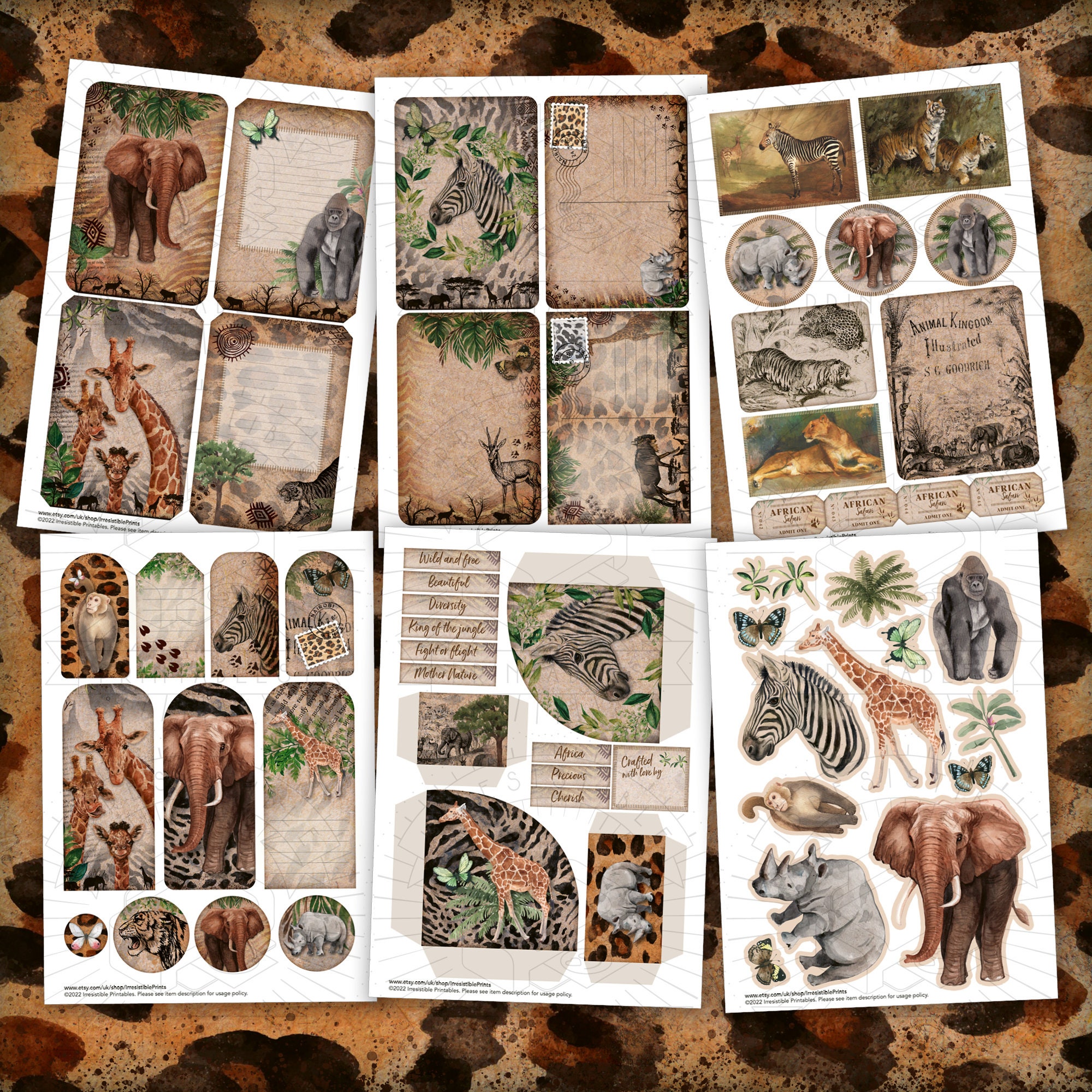 Vintage African Wildlife Junk Journal Kit: Safari Ephemera (digital ...