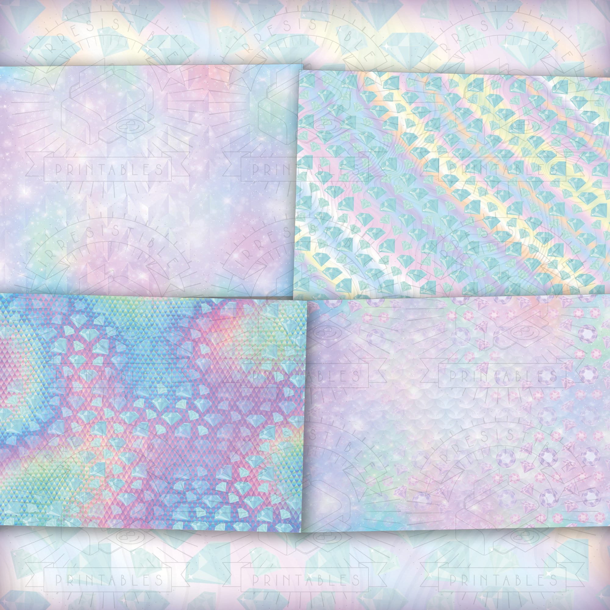 Holographic Diamond Printable Backing Papers: Digital | Etsy