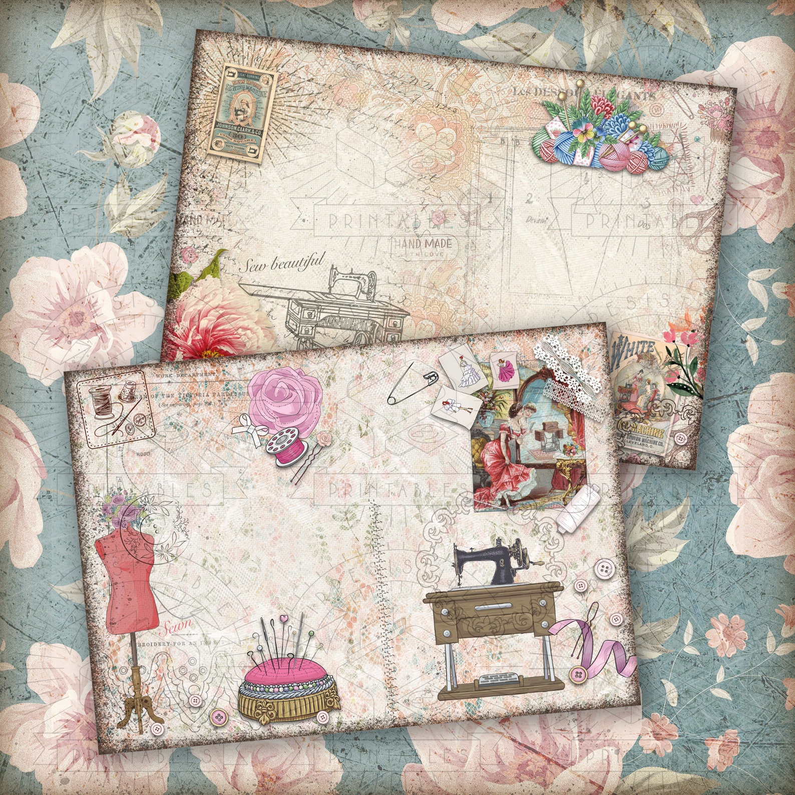 Vintage Sewing Junk Journal Printable Kit: Digital Download - Etsy Canada