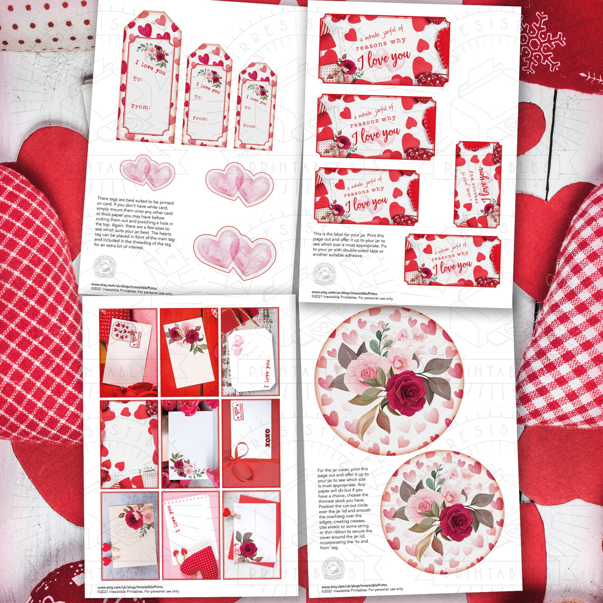 Valentine 'why I Love You' Hearts Printable Jar Craft - Etsy UK