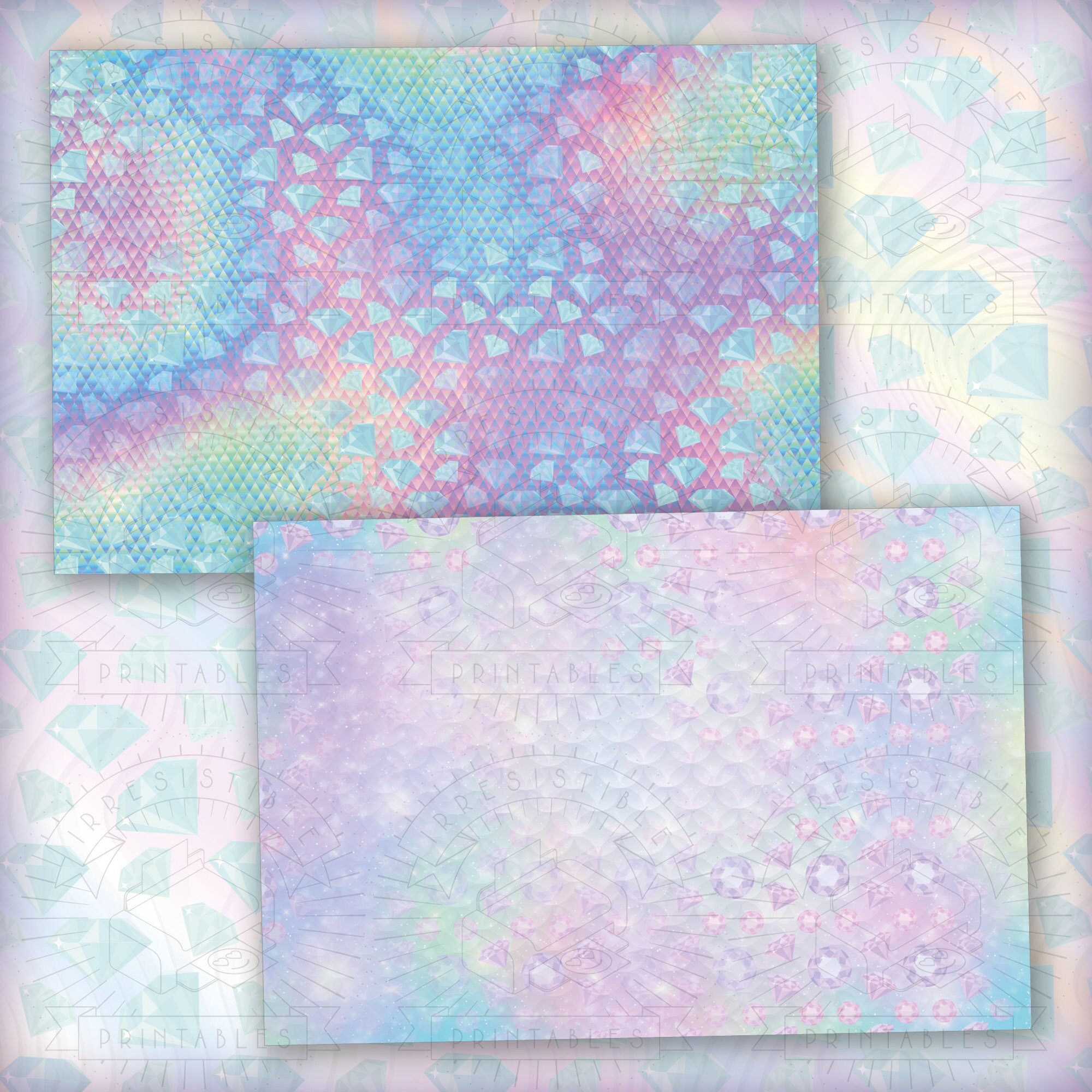 Holographic Diamond Printable Backing Papers: Digital | Etsy