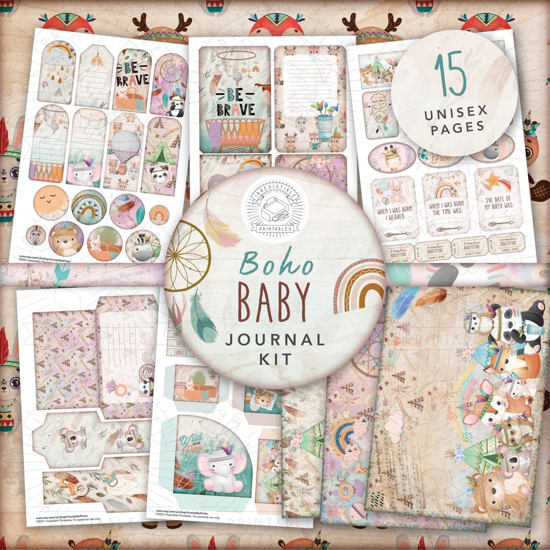 Boho Baby Junk Journal Kit: Tribal Ephemera, Cards (digital Download ...