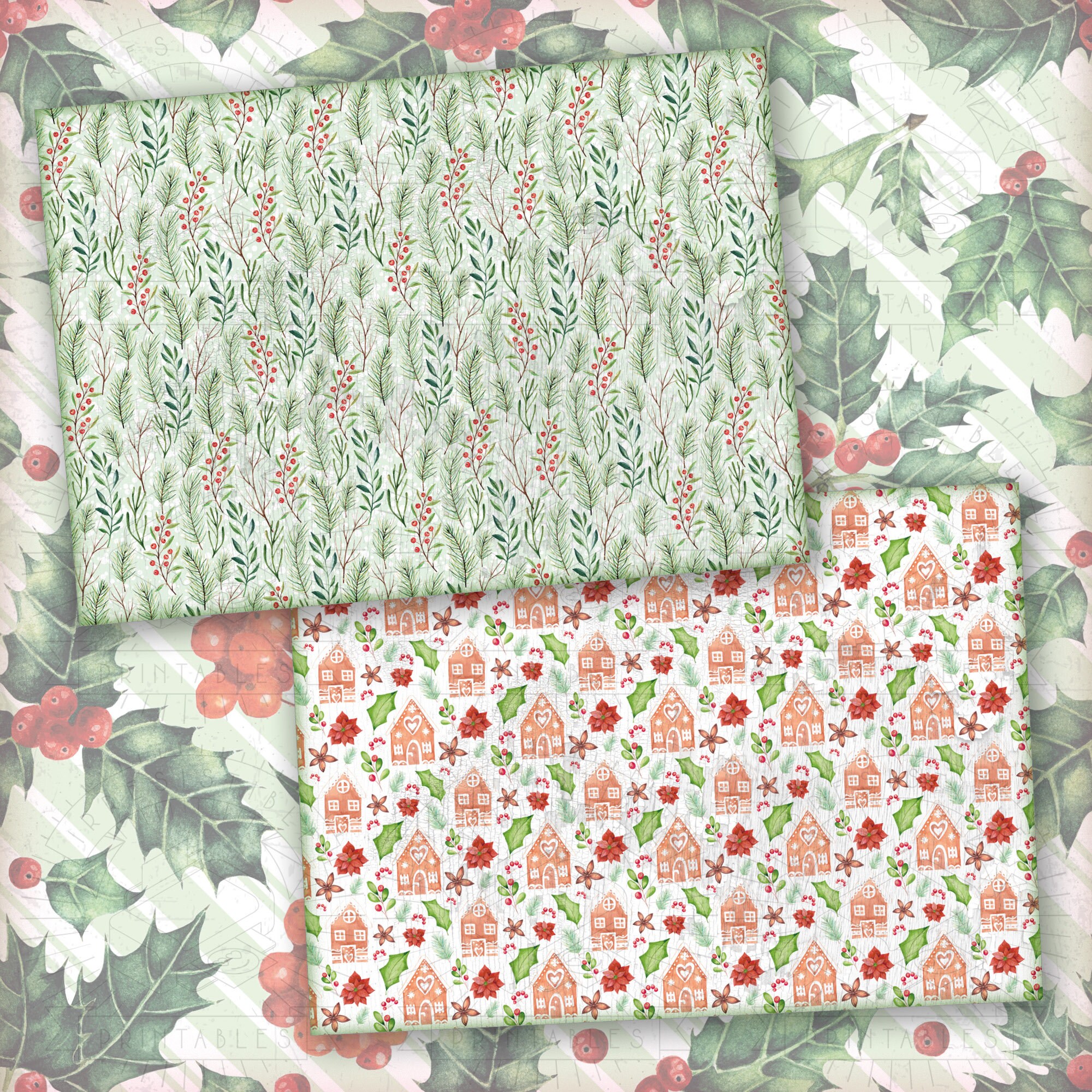 Traditional Christmas Printable Backing Papers: Digital - Etsy
