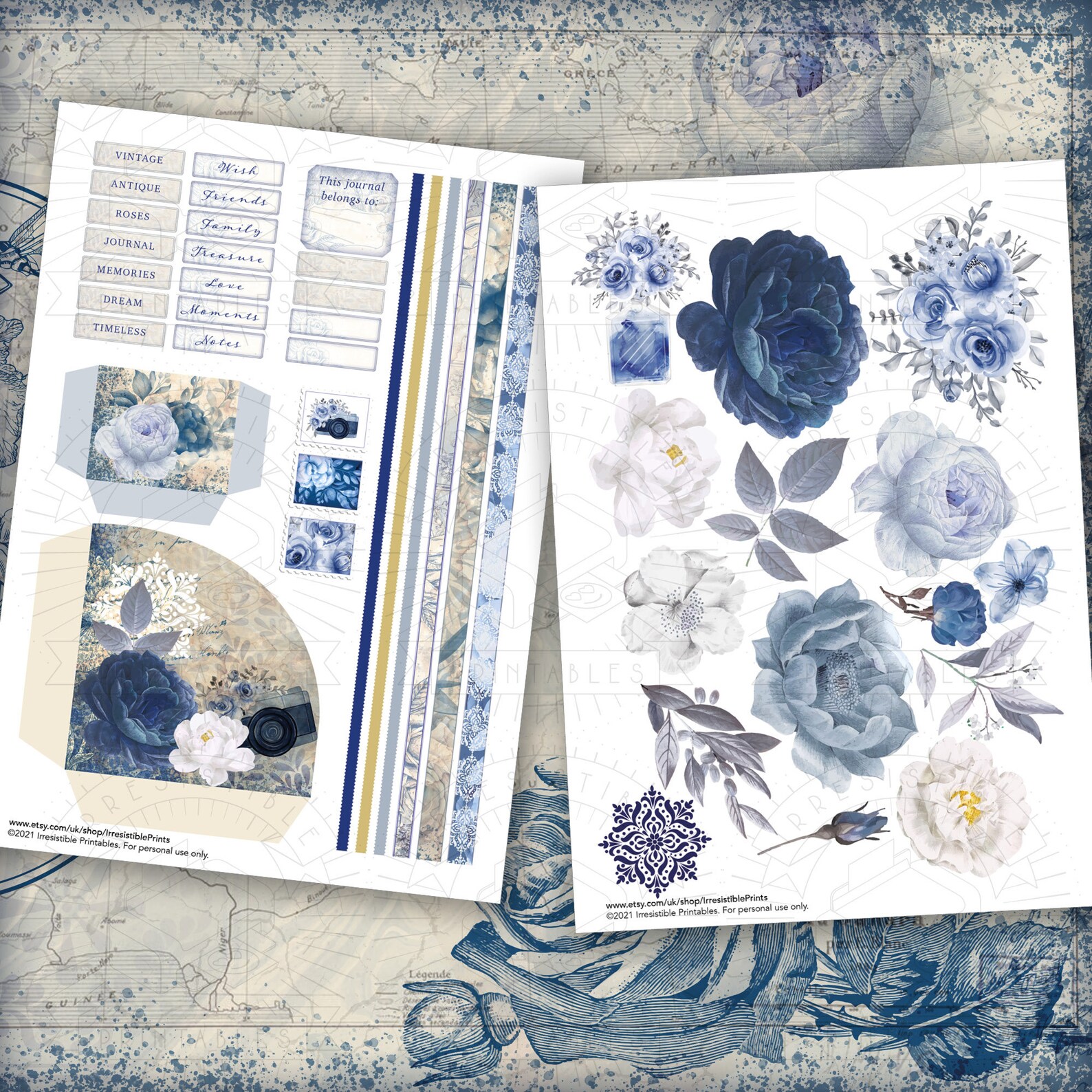 Vintage Blue Junk Journal Printable Kit: Digital Download - Etsy