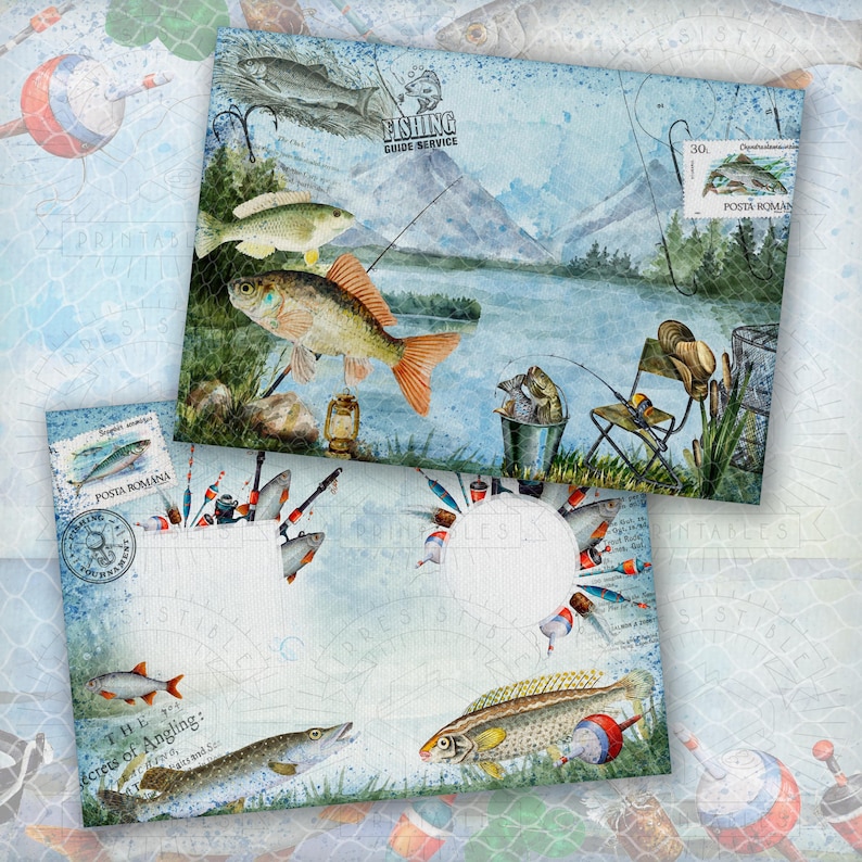 Fishing Junk Journal Kit: Vintage Angling Ephemera (digital Download ...