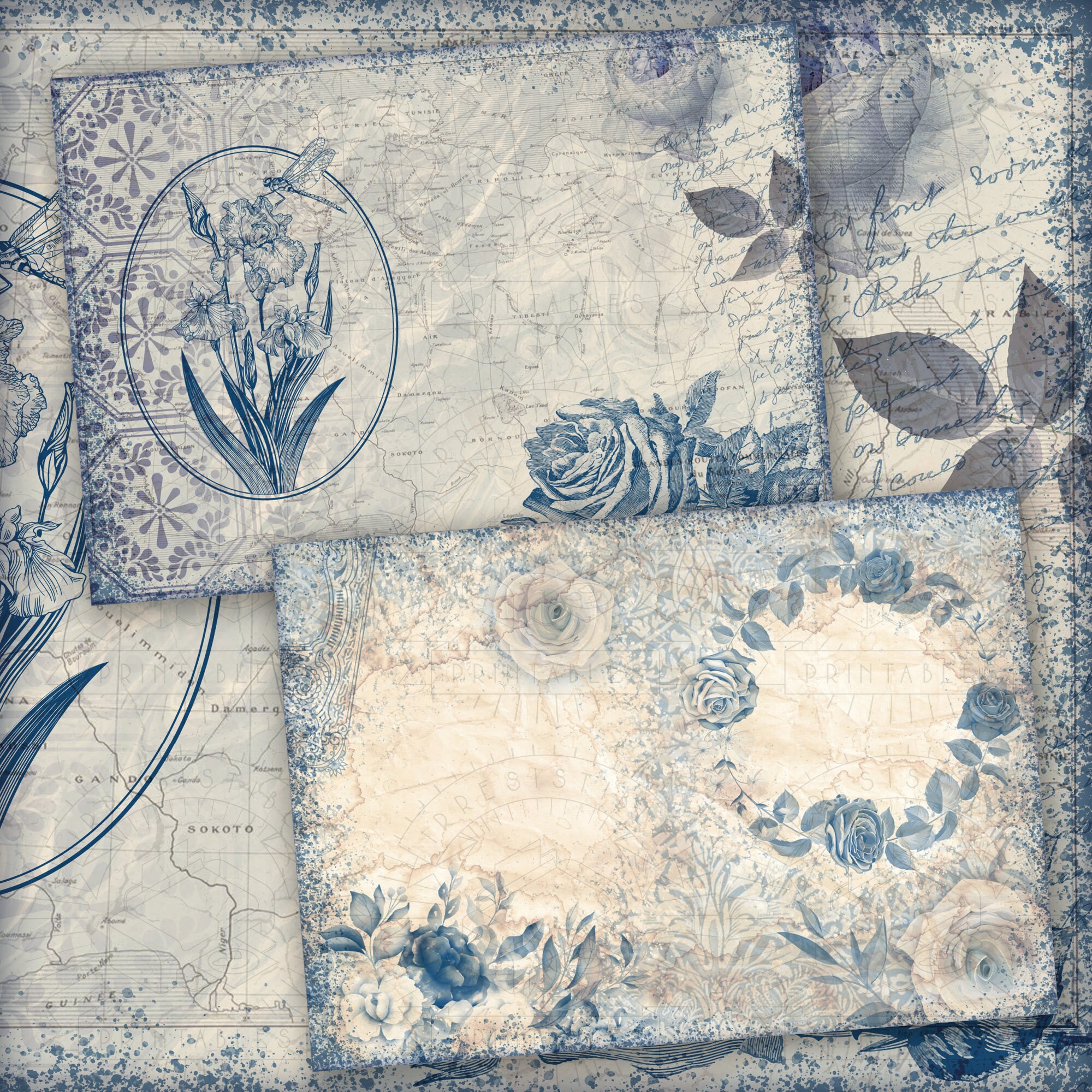 Vintage Blue Junk Journal Printable Kit: Digital Download - Etsy