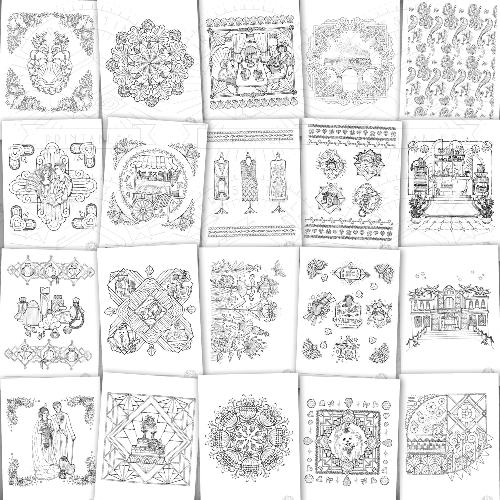 Art Doggo Colouring Book: Art Deco Adult Colouring Coloring | Etsy