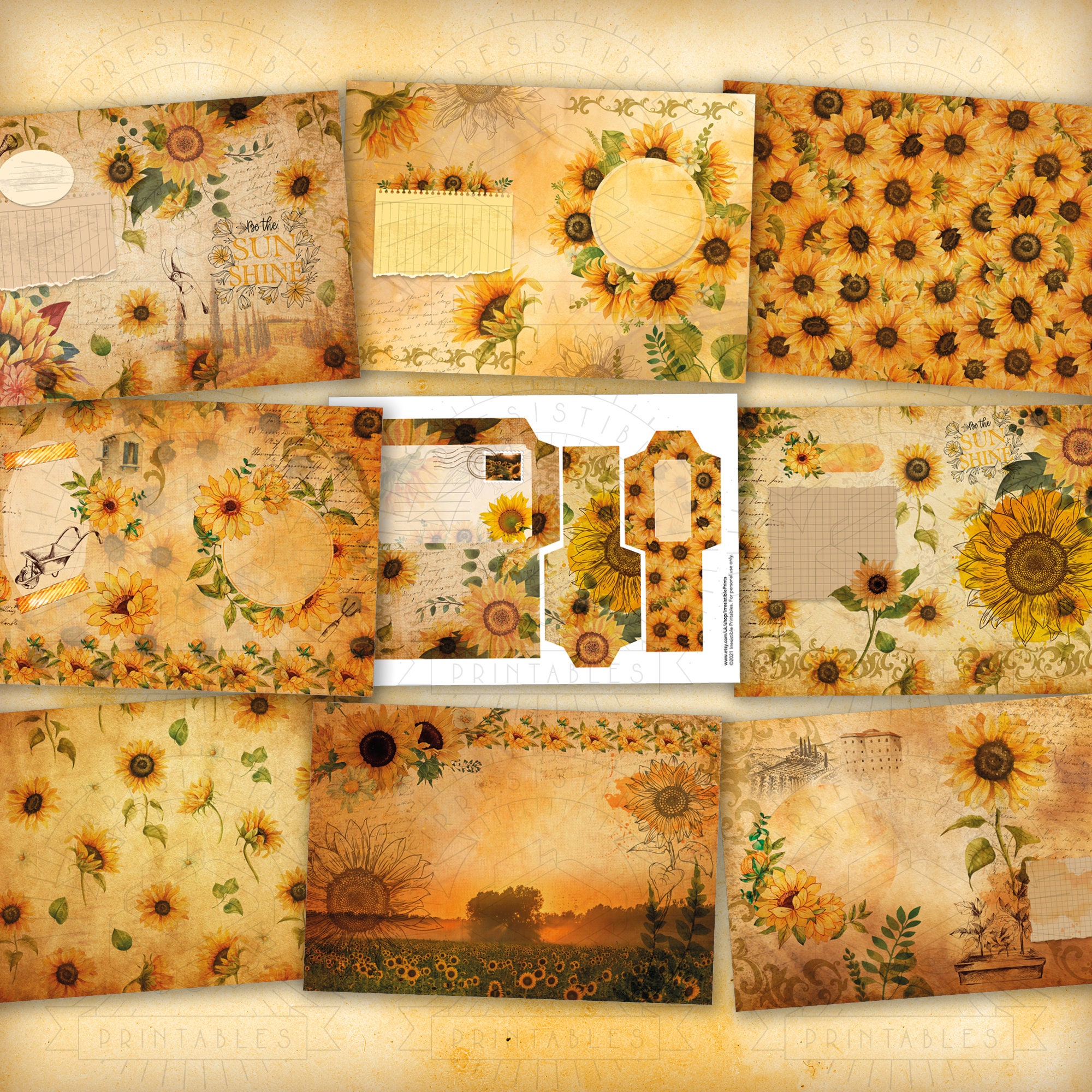 Paper, Party & Kids Ephemera Pockets Vintage Sunflower & Poppy Junk ...