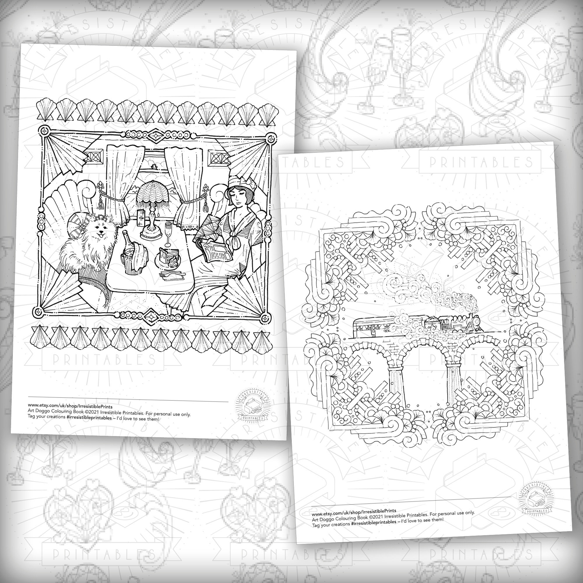 Art Doggo Colouring Book: Art Deco Adult Colouring Coloring | Etsy