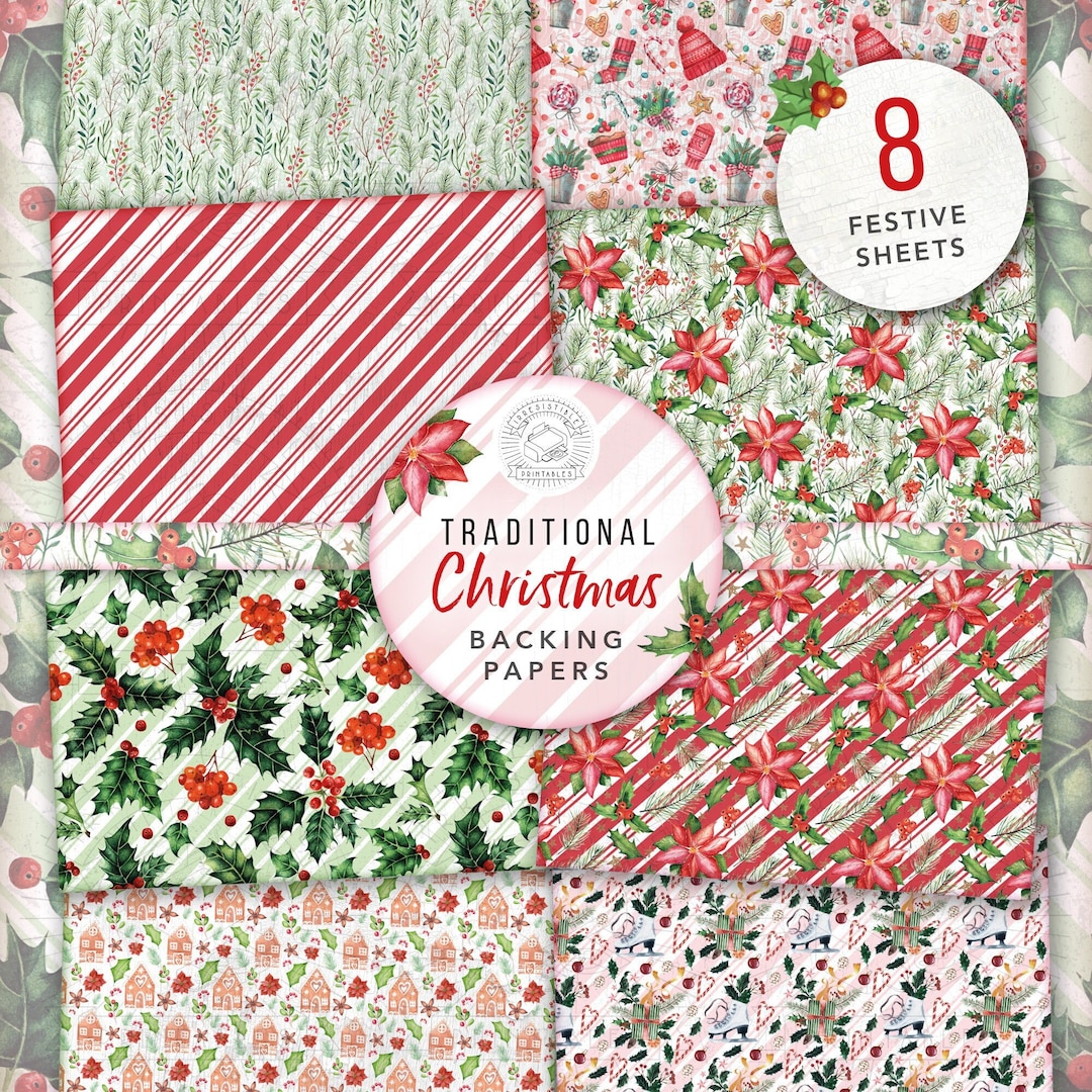 Traditional Christmas Printable Backing Papers: Digital Download ...
