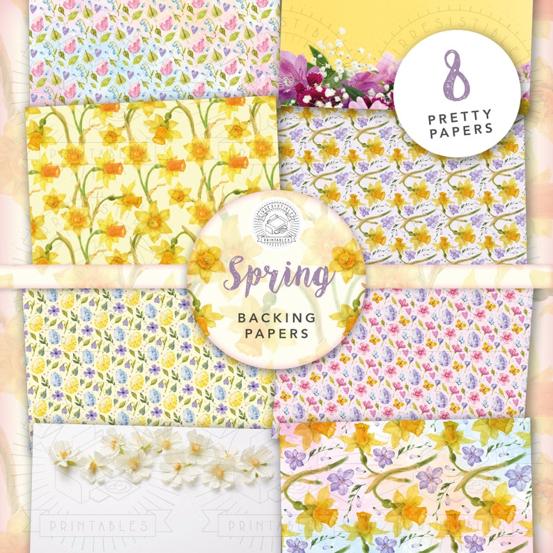 Spring Printable Backing Papers: Digital Download Easter - Etsy
