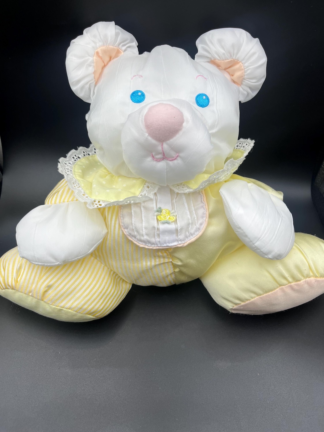 Vintage Baby Puffalump Bear Cub Fisher Price Yellow & Rattle 1988 ...