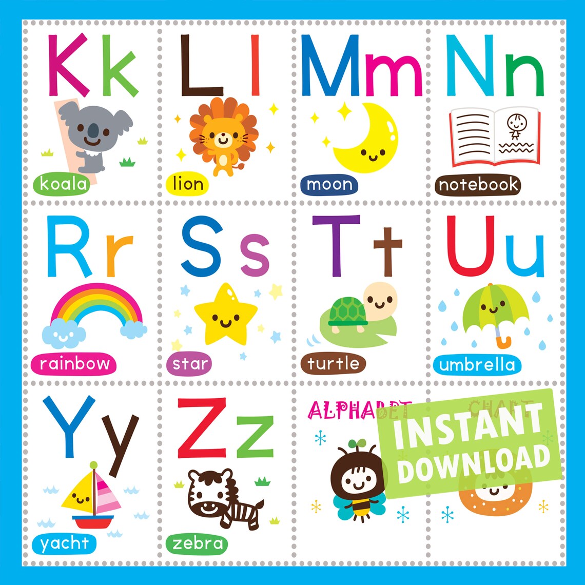 Colorful ABC Chart Printable Instant Download Alphabet | Etsy